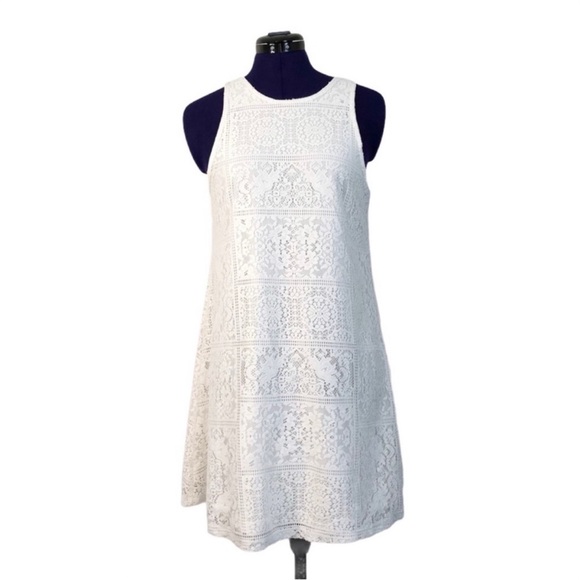 miami | Dresses | Miami White Lace Short Sleeve Mini Dress | Poshmark